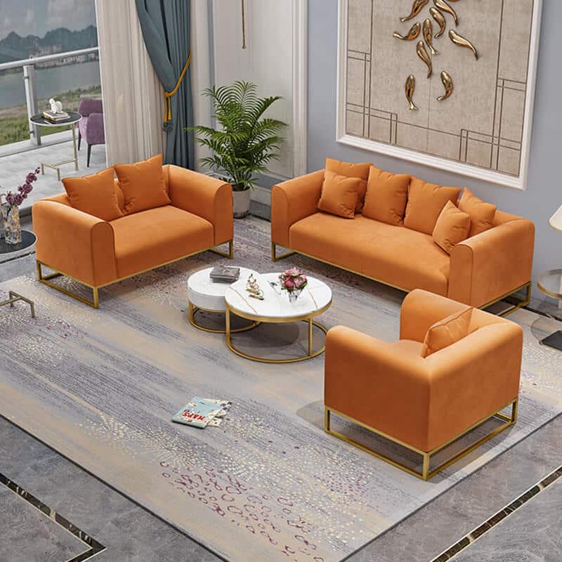 Foshan Calla Gold-Framed Leg Sofa Set – Style & Comfort